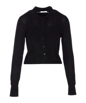 Patrizia Pepe Buttoned Collared Cropped Cardigan