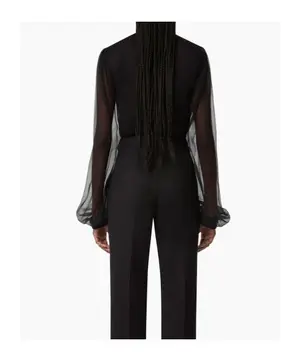 Nina Ricci High Neck Ruffled Long Sleeve Blouse