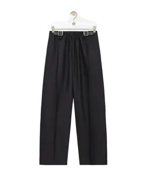 Loewe Belted Wool And Silk Trousers - Black