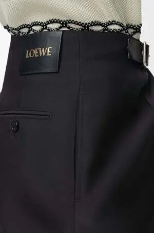Loewe Belted Wool And Silk Trousers - Black