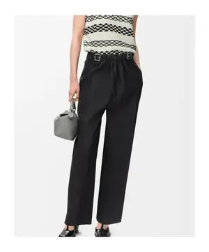 Loewe Belted Wool And Silk Trousers - Black