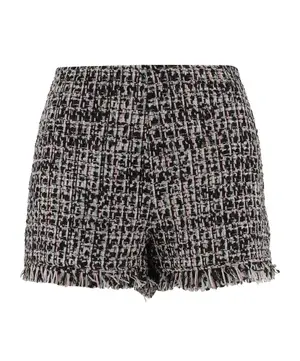 SELF-PORTRAIT Fringed Boucle Shorts