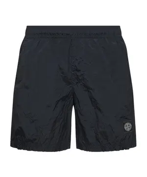 Stone Island Logo Patch Swim Shorts - Blue
