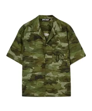 Palm Angels Camouflage Printed Short Sleeved Shirt