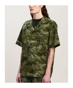 Palm Angels Camouflage Printed Short Sleeved Shirt