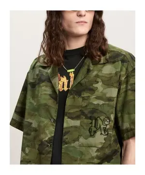 Palm Angels Camouflage Printed Short Sleeved Shirt