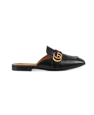 Gucci Gucci Square Toe Mules With Webbing Detail Black
