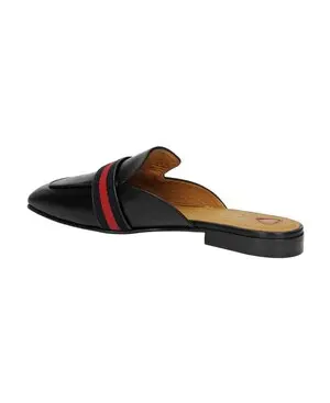 Gucci Square Toe Mules With Webbing Detail - Black