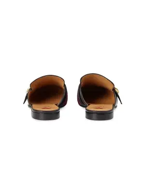 Gucci Square Toe Mules With Webbing Detail - Black