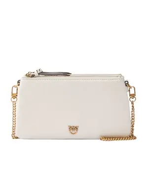 Pinko Double Mini Chain Shoulder Bag - White