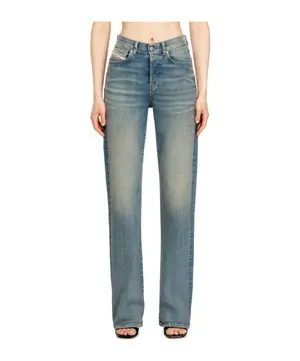 DIESEL® Logo Patch Straight Leg Jeans