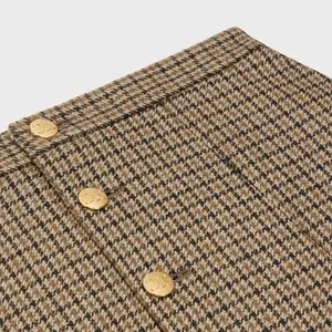 Celine Checked Wool Mini Skirt