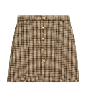 CELINE Celine Checked Wool Mini Skirt