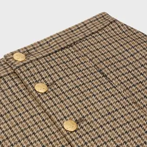 Celine Checked Wool Mini Skirt