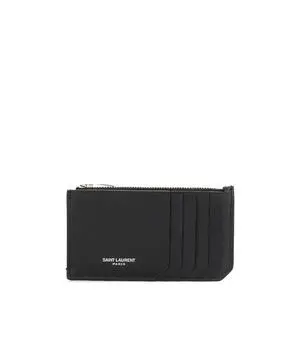 Saint Laurent Fragment Zipped Card Case - Black