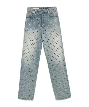 GOLDEN GOOSE Straight-leg Eyelet Detailed Jeans - Light Blue