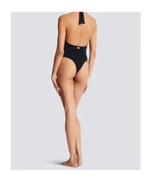 Balmain Cross Front One-piece Swimsuit - Black