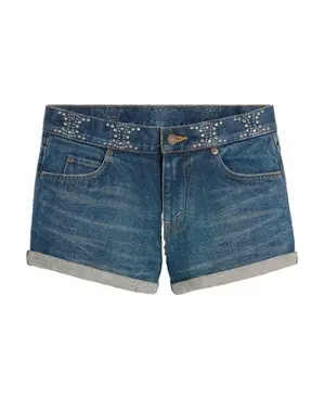 Celine Mini Shorts In Dark Union Wash Denim - Blue