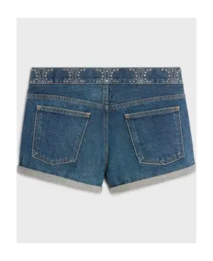 Celine Mini Shorts In Dark Union Wash Denim