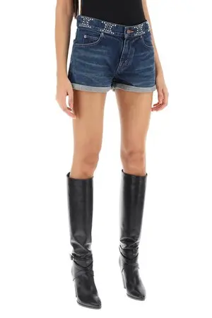 Celine Mini Shorts In Dark Union Wash Denim