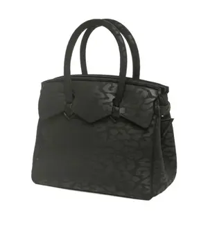 Save My Bag Leopard Print Bow Detail Handbag - Black