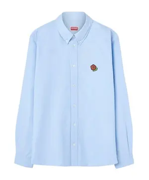 Kenzo Boke Flower Curved Hem Shirt - Blue