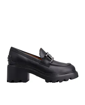 TOD'S Logo Buckle Almond Toe Loafers