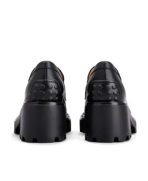 TOD'S Logo Buckle Almond Toe Loafers