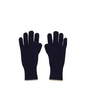 Brunello Cucinelli Knitted Gloves With Contrasted Trim - Black