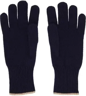 Brunello Cucinelli Knitted Gloves With Contrasted Trim - Black