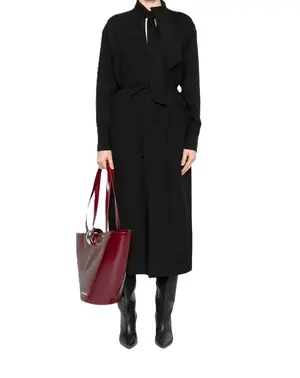 Barena Venezia Tie-neck Long-sleeved Midi Dress - Black