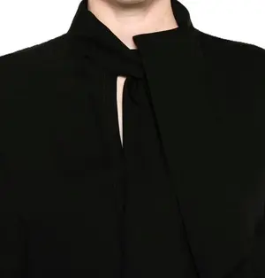 Barena Venezia Tie-neck Long-sleeved Midi Dress - Black