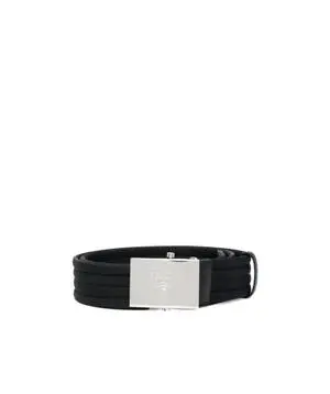 Prada Logo-engraved Woven Belt - Black