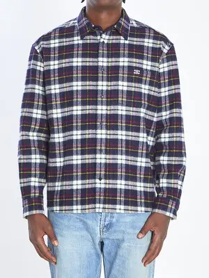 Celine Relaxed Shirt In Brushed Checked Wool