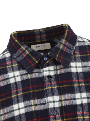 Celine Relaxed Shirt In Brushed Checked Wool