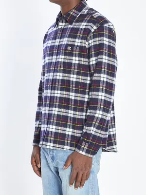 Celine Relaxed Shirt In Brushed Checked Wool