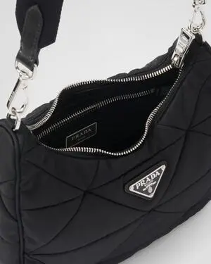 Prada Quilted Logo Shoulder Bag - Black