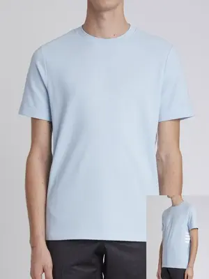 Thom Browne 4-bar Insert Piqué T-shirt - Light Blue
