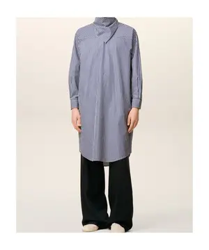 AMI Paris Striped Bandana-collar Shirt - Gray