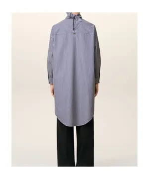 AMI Paris Striped Bandana-collar Shirt - Gray