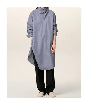 AMI Paris Striped Bandana-collar Shirt - Gray