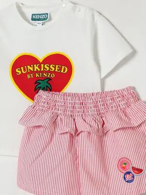 Kenzo Graphic Print T-shirt And Striped Shorts Set