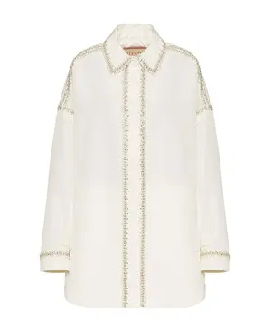 Valentino Garavani Embellished Trim Drop-shoulder Shirt