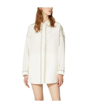 Valentino Garavani Embellished Trim Drop-shoulder Shirt
