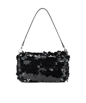 Staud Sequin Embellished Flap Shoulder Bag - Black