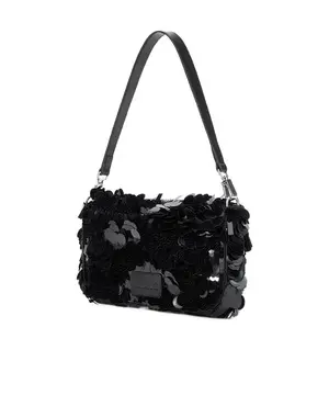 Staud Sequin Embellished Flap Shoulder Bag - Black