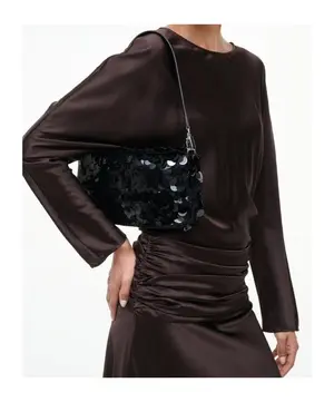 Staud Sequin Embellished Flap Shoulder Bag - Black
