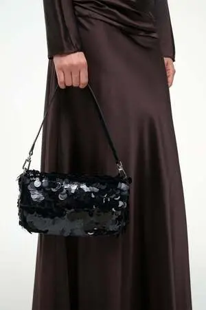 Staud Sequin Embellished Flap Shoulder Bag - Black