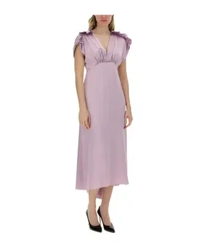 Victoria Beckham Plunge V-neck Satin Midi Dress