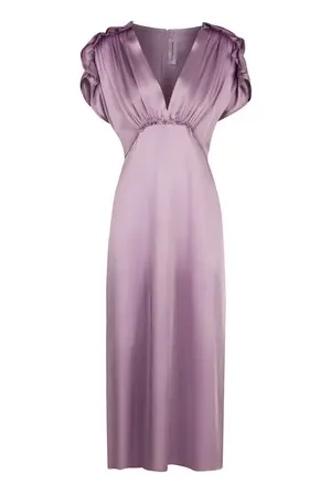 Victoria Beckham Plunge V-neck Satin Midi Dress - Purple